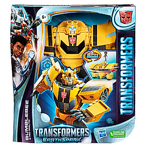 Transformers Toys EarthSpark Spin Changer Bumblebee 8-Inch Action Figure with Mo Malto 2-Inch Figure, Robot Toys for Ages 6 and Up