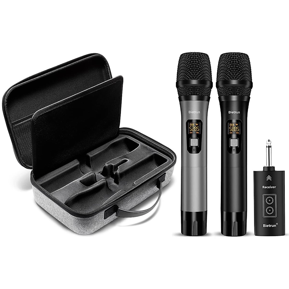 Bietrun Wireless Microphone Portable Storage Case, for Bietrun WXM02 WXM04 WXM19 WXM21, Dual Mic Bag with EVA Hard Shell Exterior, Case Only, for Travel Outing Handheld
