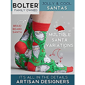 Bolter 6 Pack Men's Christmas Socks Crew Height Dress Socks (Medium, Xmas Party)