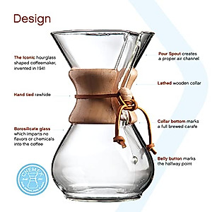 Chemex Pour-Over Glass Coffeemaker - Classic Series - 6-Cup - Exclusive Packaging