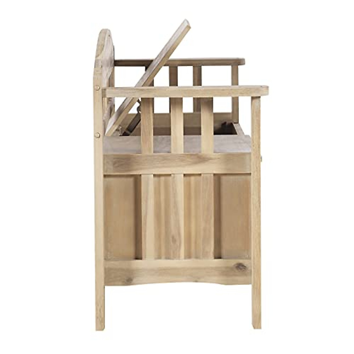 Linon Natural Washed Storage Frankie Bench, Seat Height of 18"