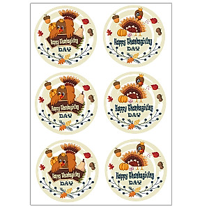 Thanksgiving Party Stickers Funny Turkey Design Stickers, 2 Inch Turkey Time Thank You Sticker Labels Great for Party Favors, Envelope Seals & Goodie Bags (210 Pcs)
