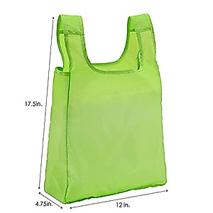 Reusable Grocery Bag - 5 Pack Green Reusable Shopping Bags with Pouch, Compact Travel Shopping Totes, Super Strong Shopping Bags, Foldable & Washable, Lightweight Ripstop Nylon for Groceries and Produce
