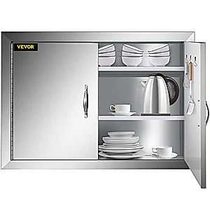 Mophorn BBQ Double Access Door 31W x 24H Inch, BBQ Door Stainless Steel Wall Construction Vertical, Outdoor Kitchen Door for BBQ Island, Grilling Station, Outside Cabinet
