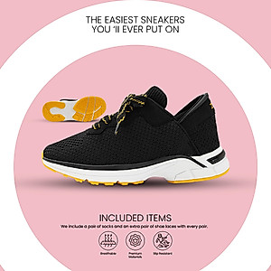 ZEBA Hands Free Slip on Sneakers for Women - Step Up Your Comfort and Style with Perfect Walking Shoes and Fashion Sneakers - Electric Black