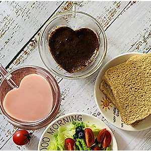 Heart Shaped Espresso Cups Set Of 2-Double Wall Glass Coffee Cup Insulated Mugs With Closed Handle-Heat Resistant Glass Espresso Drinkware - Perfect To Keep Your Espresso Hot