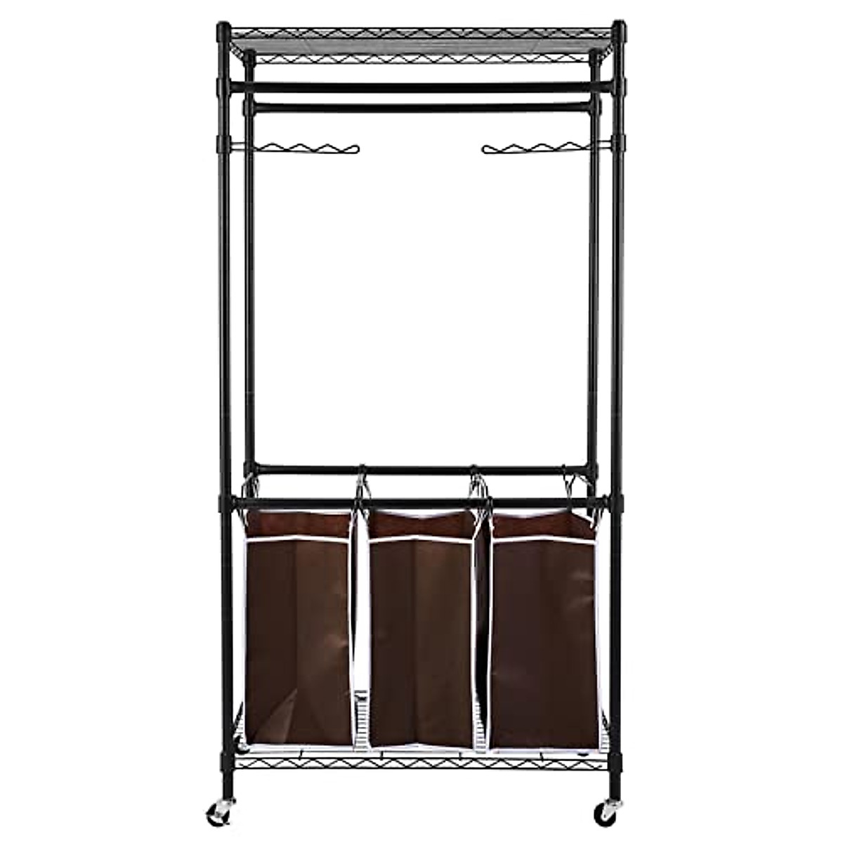 Heavy-Duty Sorting Hamper Commercial Grade Clothes Rack for Bathroom, Kitchen, Bedroom, Living Room, Office, etc 110.23lb Capacity Shelf 35.43 x 17.72 x 73.23 (L x W x H)