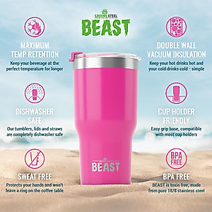 Beast 40 oz Tumbler Stainless Steel Vacuum Insulated Coffee Ice Cup Double Wall Travel Flask (Cupcake Pink)