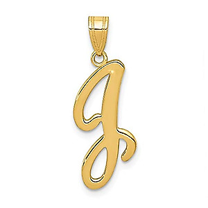 14K Yellow Gold Dainty Letter J Initial Name Monogram Necklace Charm Pendant Only