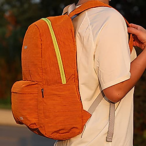 vimapo Foldable Casual Daypack, Lightweight Nylon Backpack for Travel, 20L Packable Hiking Daypack, Camping Outdoor Cycling Bag for Adults (Orange)