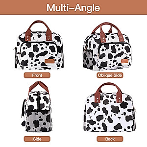 Yotrone Lunch Bag Women, Insulated Lunch Box Lunch Bag for Women Men Adult Work, Cute Lunch Tote Bag Large Capacity Reusable Cooler Lunch Containers for Travel Picnic or Office(Cow)