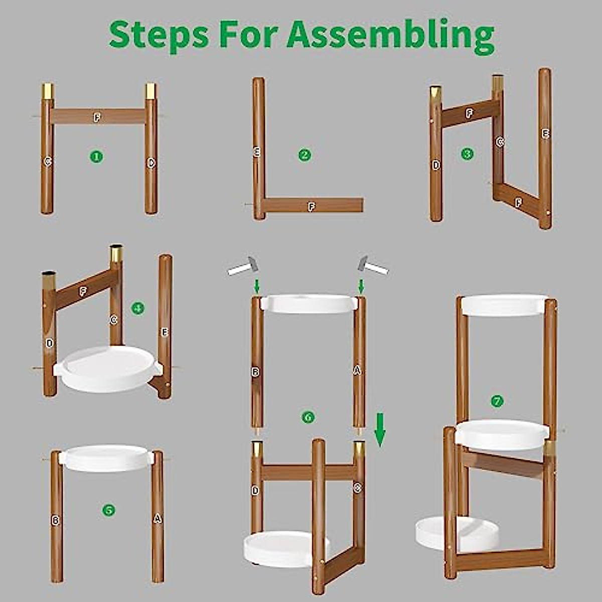 OERGKE Plant Stand Indoor Outdoor, 3 Tier Tall Wood Plant Shelf for Multiple Plants, Tiered Flower Pot Shelves Plant Holder for Patio Garden Corner Balcony Living Room Boho Deco (Walnut)