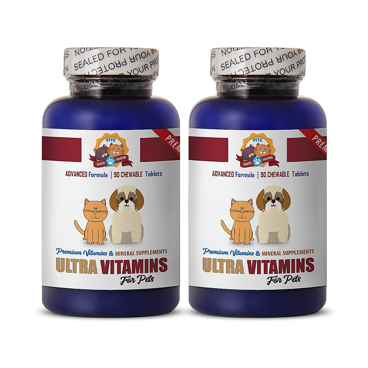 Dog Immune Vitamins - Ultra PET Vitamins - Chews - for Dogs and Cats - Mineral Supplement - Dog Digestive Treats - 180 Treats (2 Bottles)