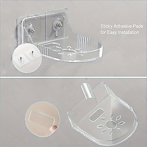 Akenhety 3pcs Camera Wall Mount Floating Shelf Adhesive Baby Monitor Shelf Small Security Camera Floating Wall Shelf Mini Speaker, Smart Home Camera Holder (Clear)