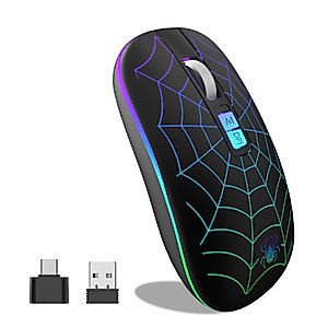HOTLIFE Wireless Mouse，Wireless Bluetooth Mouse for Laptop - LED Computer Mice (Bluetooth 5.1 +USB) - Rechargeable Mouse - 2.4G Portable Tpye-c Mouse - Wireless Mouse for PC, Mac OS, Android, Windows