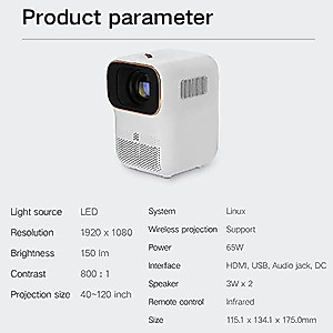 Xming Q1 SE Smart Heyup Boxe Projector, 2023 New Mini 1080P Portable Movie Projector for Livingroom with WiFi and Bluetooth, Video Projector with iOS Android HDMI USB PS4 Xbox and Remote Control