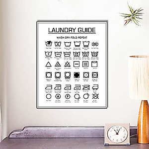 Laundry Wash Symbols Print Wall Art Laundry Symbols Guide Sign Art Farmhouse Wood Laundry Room Decor Wall Art Frame NOT INCLUDED (8X10inches)