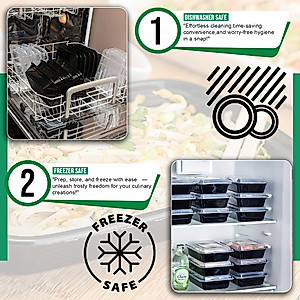 Fonteme 38 oz Meal Prep Container with Lids – 10 Pack | Disposable Food Storage Containers | BPA-Free, Microwave, Freezer Safe Rectangular Containers