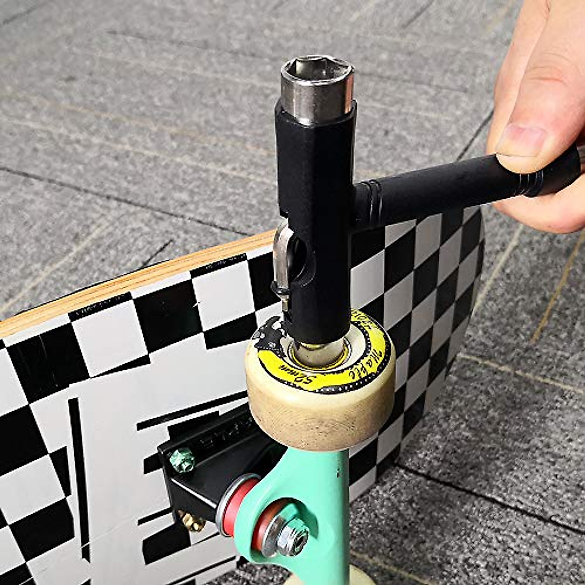 Easy-to-use Black T-Skateboard Tool, for Skateboard Truck, Deck, Bolts, Hardware, Allen Keys (Black T Type)