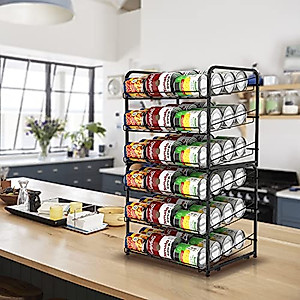 Vrisa Stackable Can Rack Organizer 2 Pack Can Dispenser for Food Storage Can Organizer for Kitchen Pantry Cabinet Hold up to 72 Cans Black