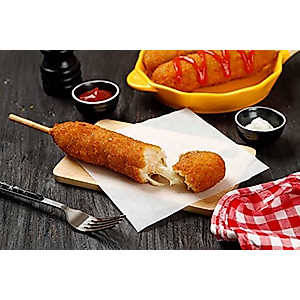 KingSeal Bamboo Wood Corn Dog Skewers, Sticks, 8.75 Inches x 5 mm Diameter, Blunt Point for Safety, Retail Pack - 2 Bags of 50 Skewers (100 Count)