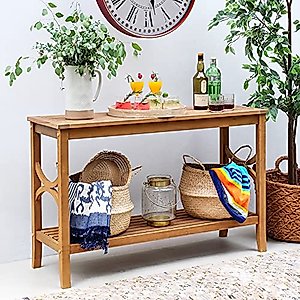 Cambridge Casual Indonesian Chester Patio Console Table, Natural Teak