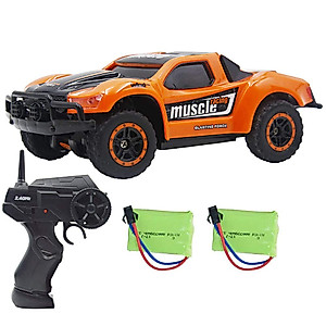 Blomiky 4WD 9MPH High Speed Racing RC Car 1/43 Scale 2.4GHz Electric Mini Remote Control Truck Vehicle D143 Orange