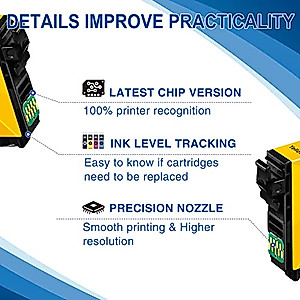 Drnoae 702XL Ink Cartridge Remanufactured 702xl Color Ink Cartridge Replacement for Epson 702XL 702 T702XL to use with Workforce Pro WF-3720 WF-3730 WF-3733 Printer (1Cyan, 1Yellow, 1Magenta, 3 Pack)