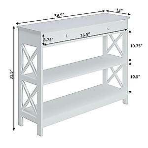 Convenience Concepts Oxford 1 Drawer Console Table with Shelves, White