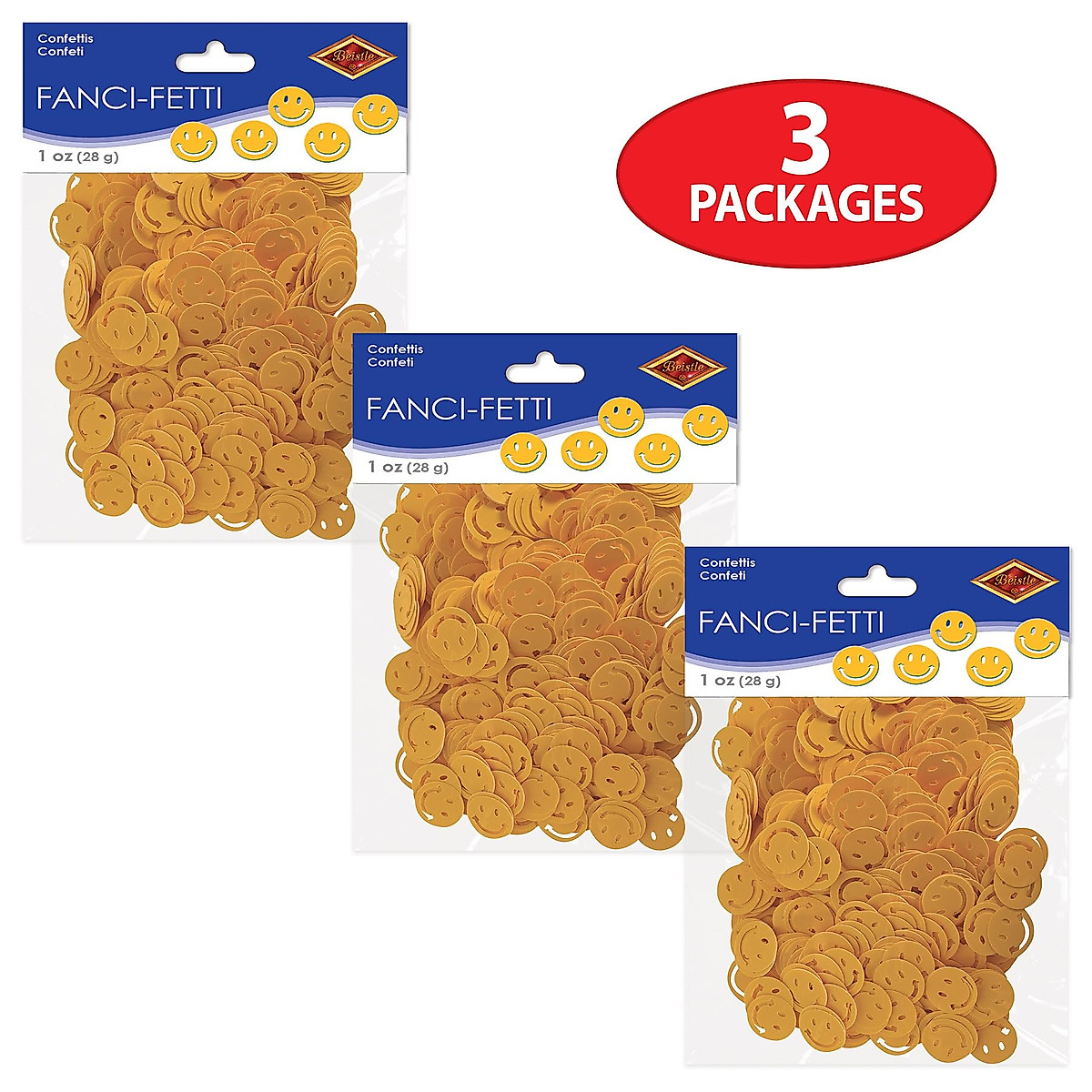 Beistle 3 Ounces Plastic Smile Faces Confetti For Retro Table Decorations And Cheerful Celebrations