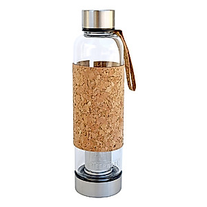 The Tea Spot, Urban Tea Tumbler, Borosilicate Glass Tea Bottle with Stainless Steel Tea Infuser, insulated Natural Cork Sleeve, 16 oz