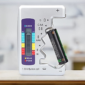 Digital Battery Tester Battery Capacity Detector Checker Measuring Tool 90 x 60mm for Battery Button, AAA, N, C, D, 9V, 1.5V Battery