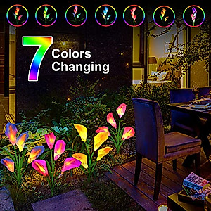 Arrozon Solar Garden Lights Outdoor Garden Decorative with 16 Calla Lily Flowers, Solar Flowers Lights Outdoor Garden Waterproof IP65 for Garden, Pathway, Patio, Yard, Porch, Backyard, 4 Pack