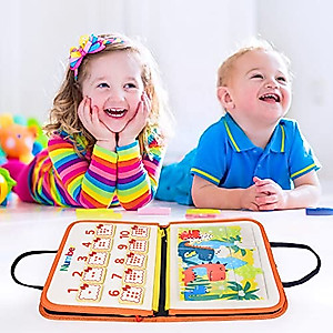 TUNJILOOL Busy Board Montessori Toy for 1 2 3 4 Year Old Toddlers, Quiet Book Sensory Toys Educational Travel Toys Car Activities for Boys Girls Gift (Dark Blue)