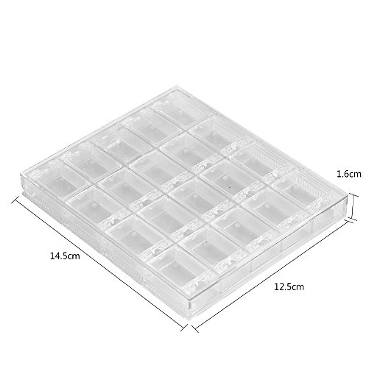 20 Grids Bead Storage Box Organizer, Transparent Acrylic Nail Art Decorations Container Rhinestone Beads Diamond Case for Crafts with Dividers, Clear Plastic DIY Art Crafts Nail Diamonds