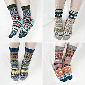 Womens Socks Winter Wool Socks Cozy Knit Warm Winter Socks for mountain climbing, Skiing and Christmas Gifts