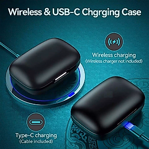 SGNICS for Samsung Galaxy S22 Wireless Earbuds Headphones with Charging Case & Dual Power Display Over-Ear Waterproof Earphones with Earhook Headset with Mic for Sport Running Workout Black