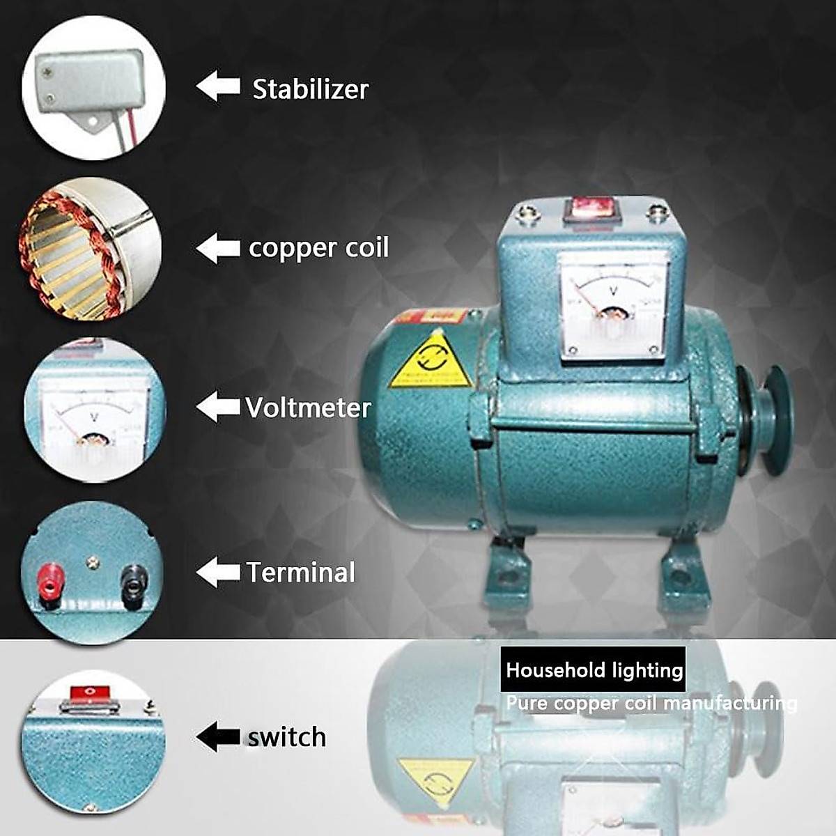 1000W/1800W/2200W Household Pure Copper Wire Permanent Magnet Generator Permanent Magnet Brushless Generator 220V Voltage Stable Frequency Household Pure Copper Wire (Color : 2200w) (Color : 1000w)