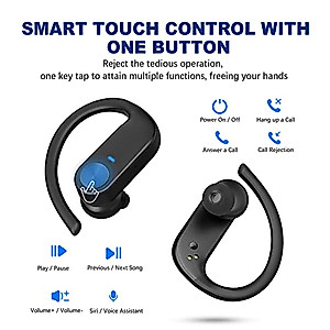 BEBEN Wireless Earbuds, 36H Playtime Bluetooth Headphones with Mics and Charging Case for iPhone Android, Waterproof Running Headphones for Gym Yoga Workout, Hi-Fi Sound Over Ear Buds with Earhooks