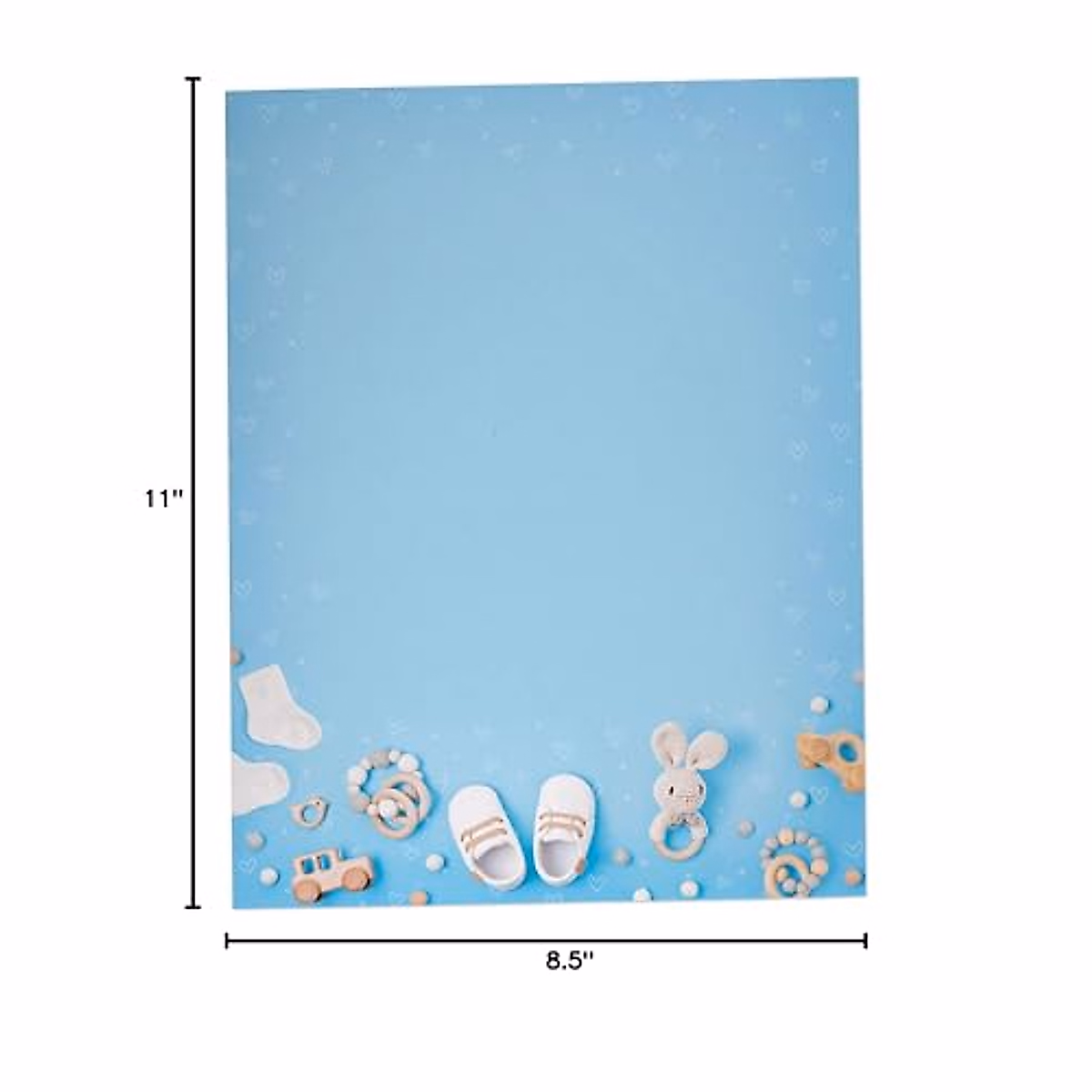 Hill Valley Greetings Classic Gifts Baby Stationary Paper - 60 Sheets - Great for Baby Shower Invitations, Announcements, Letters, Thank You (Blue)