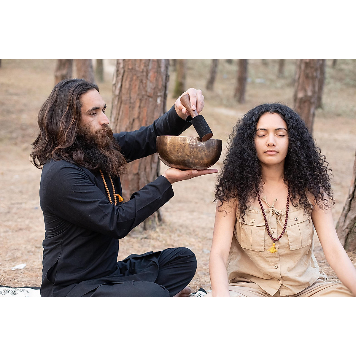 Himalayan Bazaar Large Tibetan Singing Bowl Set - 9" Master Healing Grade For Sound Bath Chakra 7 Metal Meditation Yoga