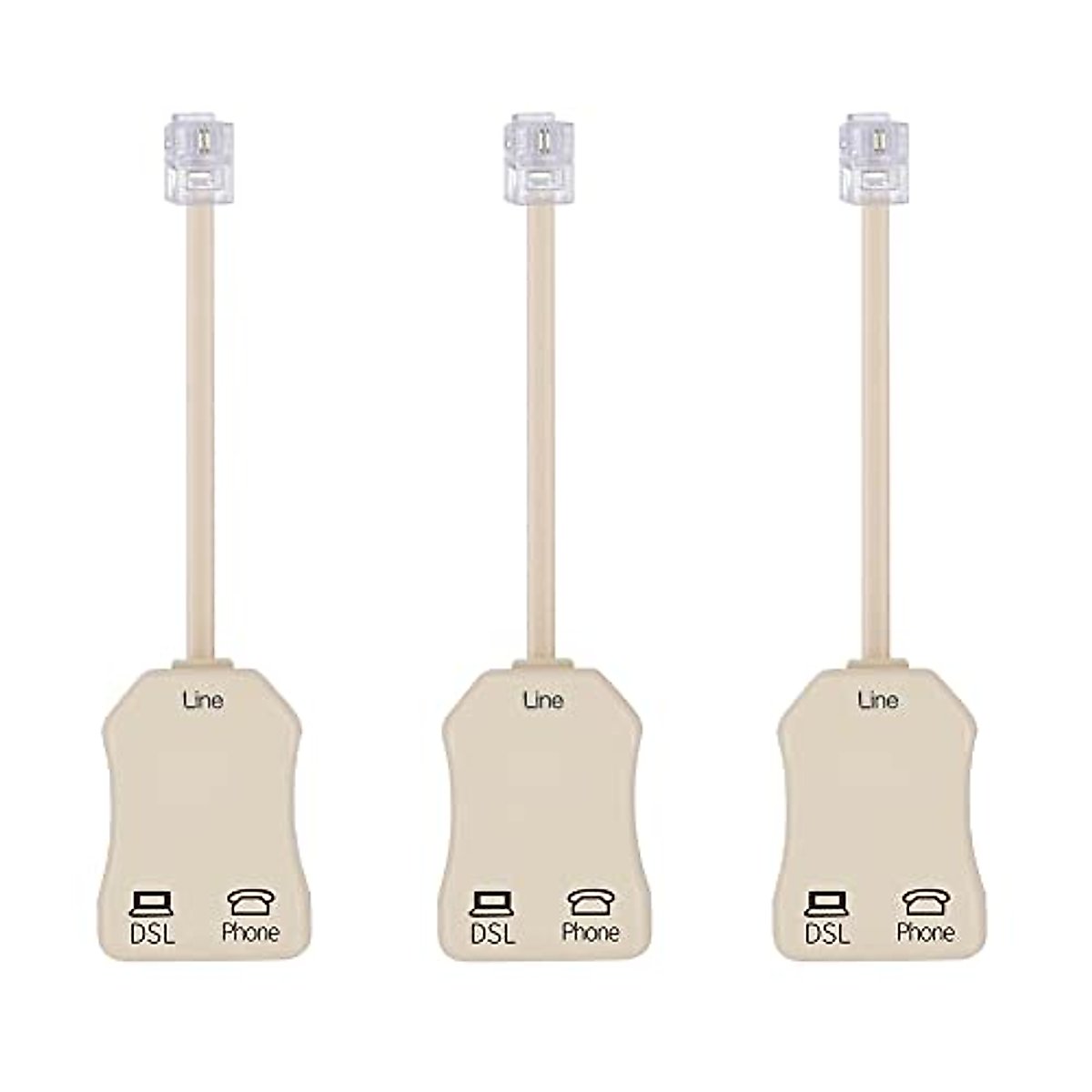Antfly 3 PCS 2 Wire, 1 Line DSL Filter, with Built in Splitter, Phone Jack Splitter, in-line DSL Filter Splitter/in-line DSL Filter RJ11 6P2C Male to 2 Female Telephone Modem ADSL Splitter Filter