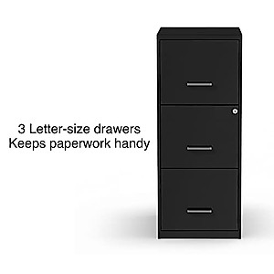 STAPLES 2806770 3-Drawer Vertical File Cabinet Locking Letter Black 18-Inch D (52151)