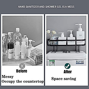 KEWKASKY Bathroom Toilet Storage Over Toilet Shelf Self Adhesive Over Toilet Storage Shelf No Drilling Waterproof Rustproof Bathroom Organizer Wall Mounted Bathroom Shelves with 3 Hooks (Black)