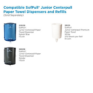 SofPull Junior Centerpull Premium Paper Towel by GP PRO, Georgia-Pacific , White, 28125, 8 Rolls Per Case