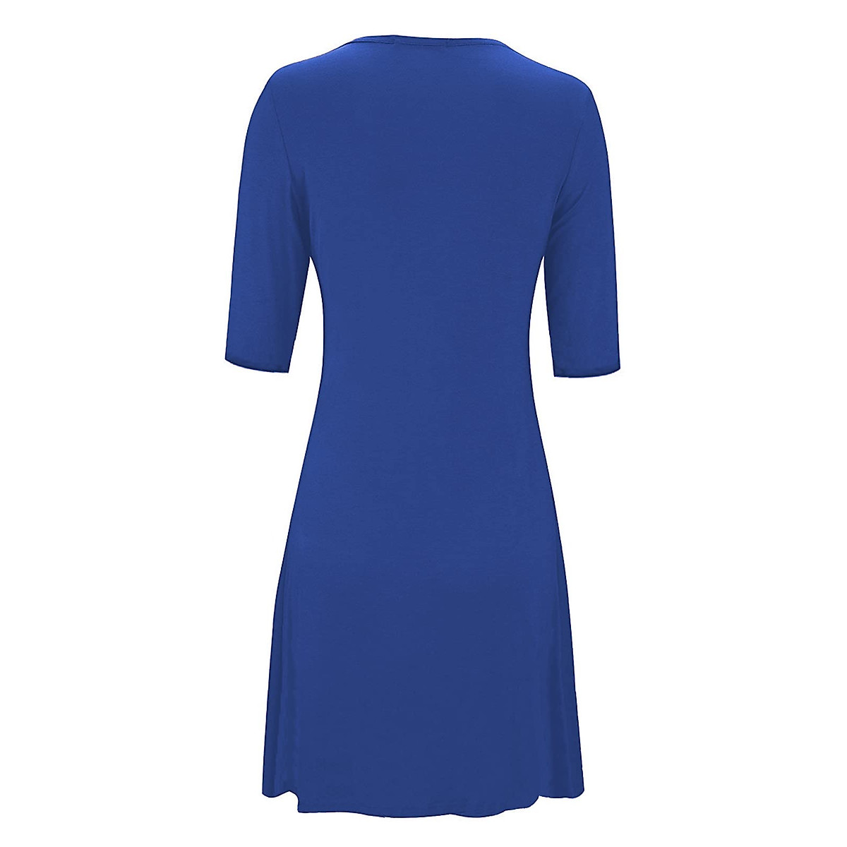 Summer Casual Royal Blue Empire Waist Dresses for Women 2025 Trendy Ladies Spring Cute 1/2 Half Sleeve Scoop Neck Work Vacation Modest Elegant Knee Length Tunic Dress L