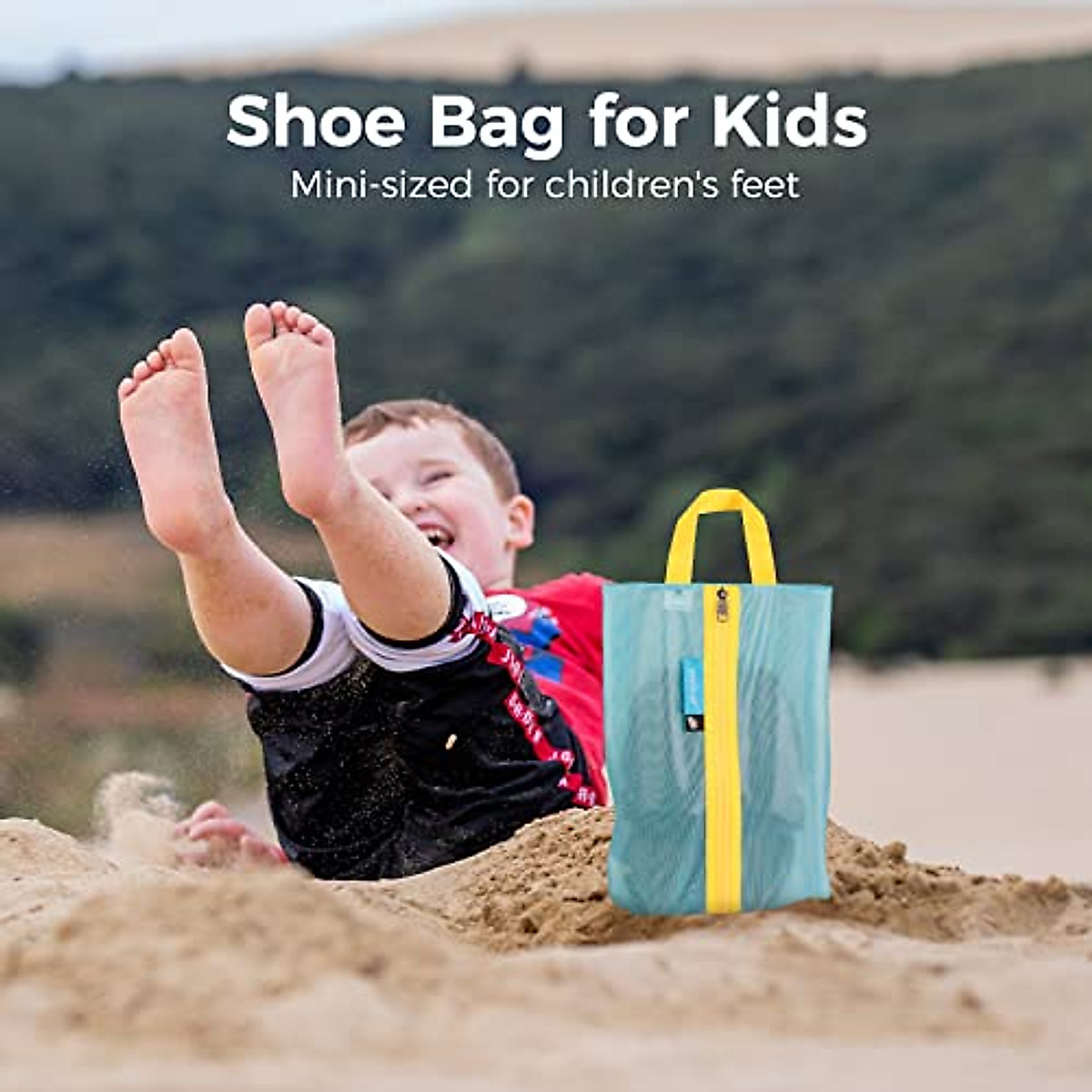 pack all Water Resistant Kids Shoe Bag for Travel, Storage Organizer Shoe Pouch with Zipper, Cute for Girls, Boys,Toddlers（Blue)