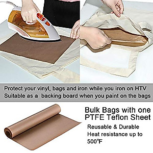 FunisFun 12 Pack Blank Canvas Tote Bags Bulk Shopping Bag for Crafts with 1 Piece of PTFE Teflon Sheet DIY Reusable Grocery Bag, 15 X 16 Inch