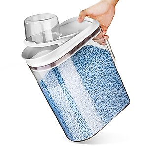LivLab Cereal Container - 5Lbs Good Grips Airtight Rice Storage Bin Pet Food Dispenser with Lid + Measuring Cup Perfect for Pet Food & Kitchen Pantry Organization