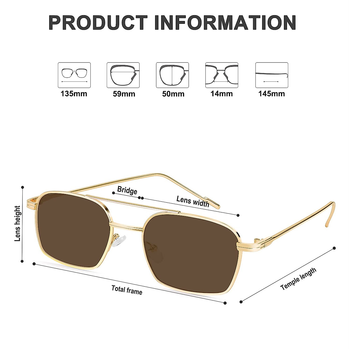 FEISEDY Fashion Square Aviator Sunglasses Women Men Classic Aviator Metal Frame Candy Color Glasses B1036